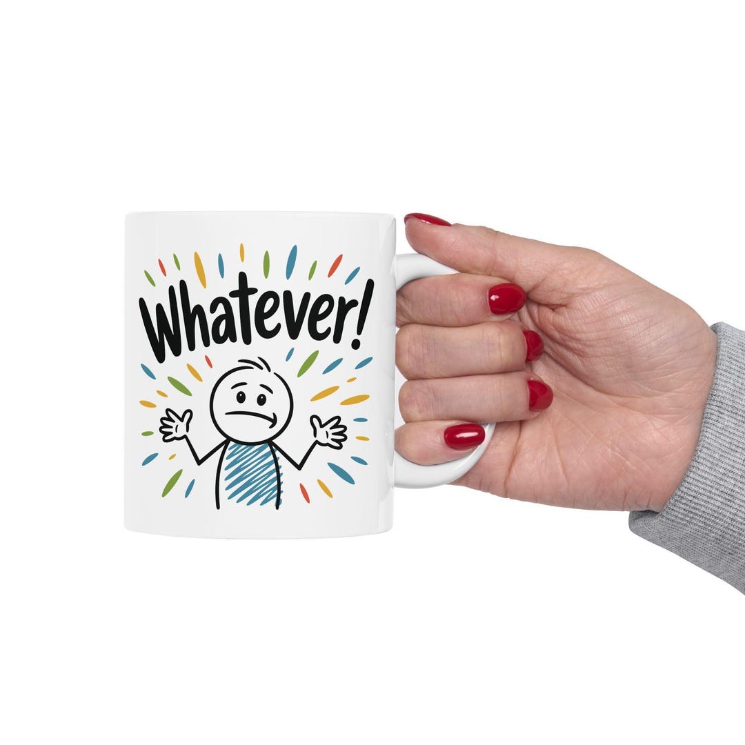 Whatever! Cartoon Stick Figure Ceramic Mug, Playful Humorous Design ...