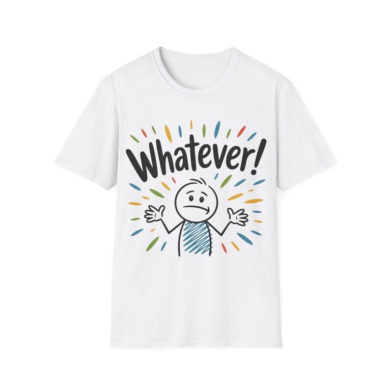 Casual Stick Figure Whatever T-shirt, Men's Women's Unisex Tee, Cartoon ...