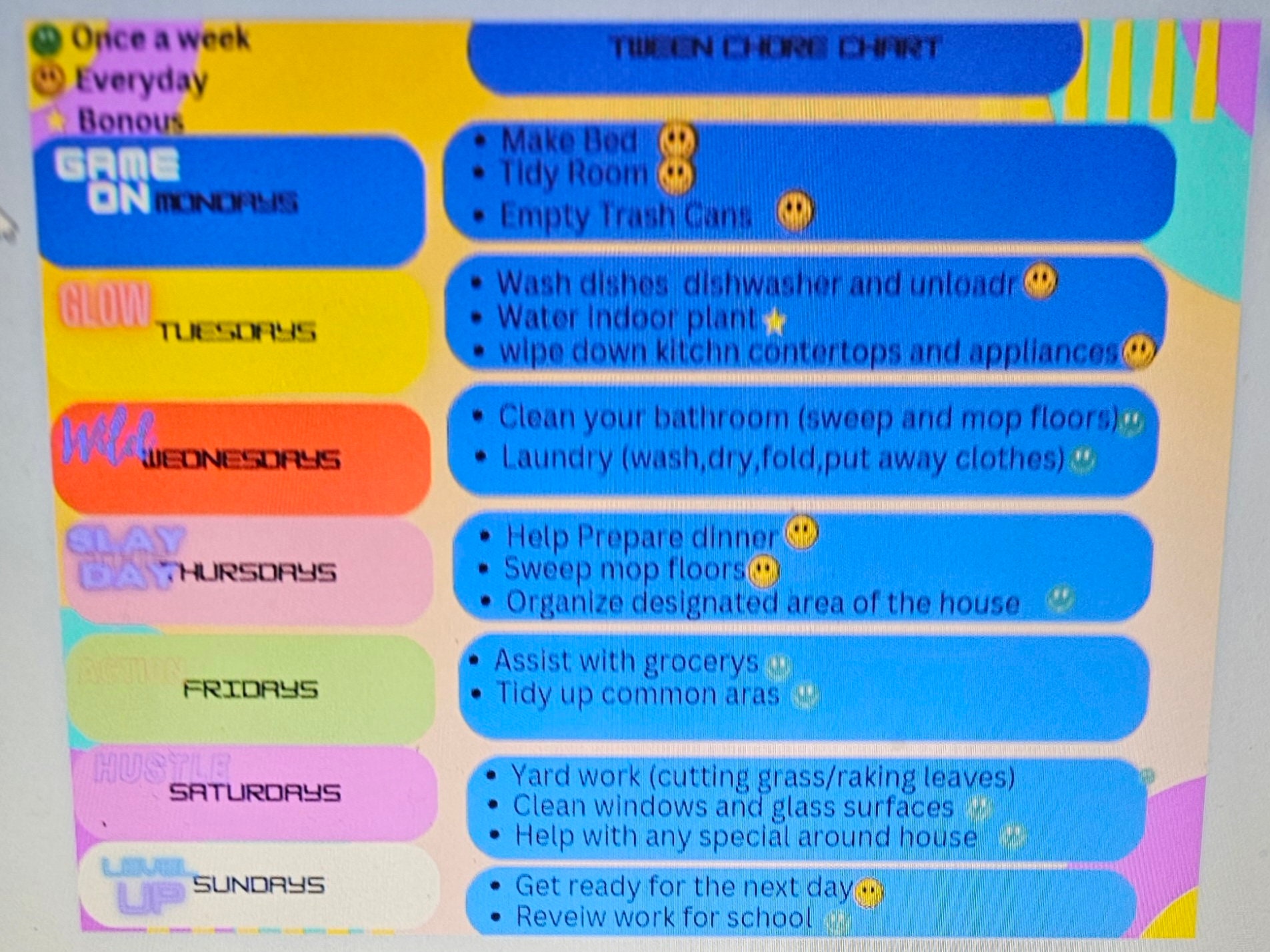 Tween Task Tracker: Charting Chores for Champions - Etsy