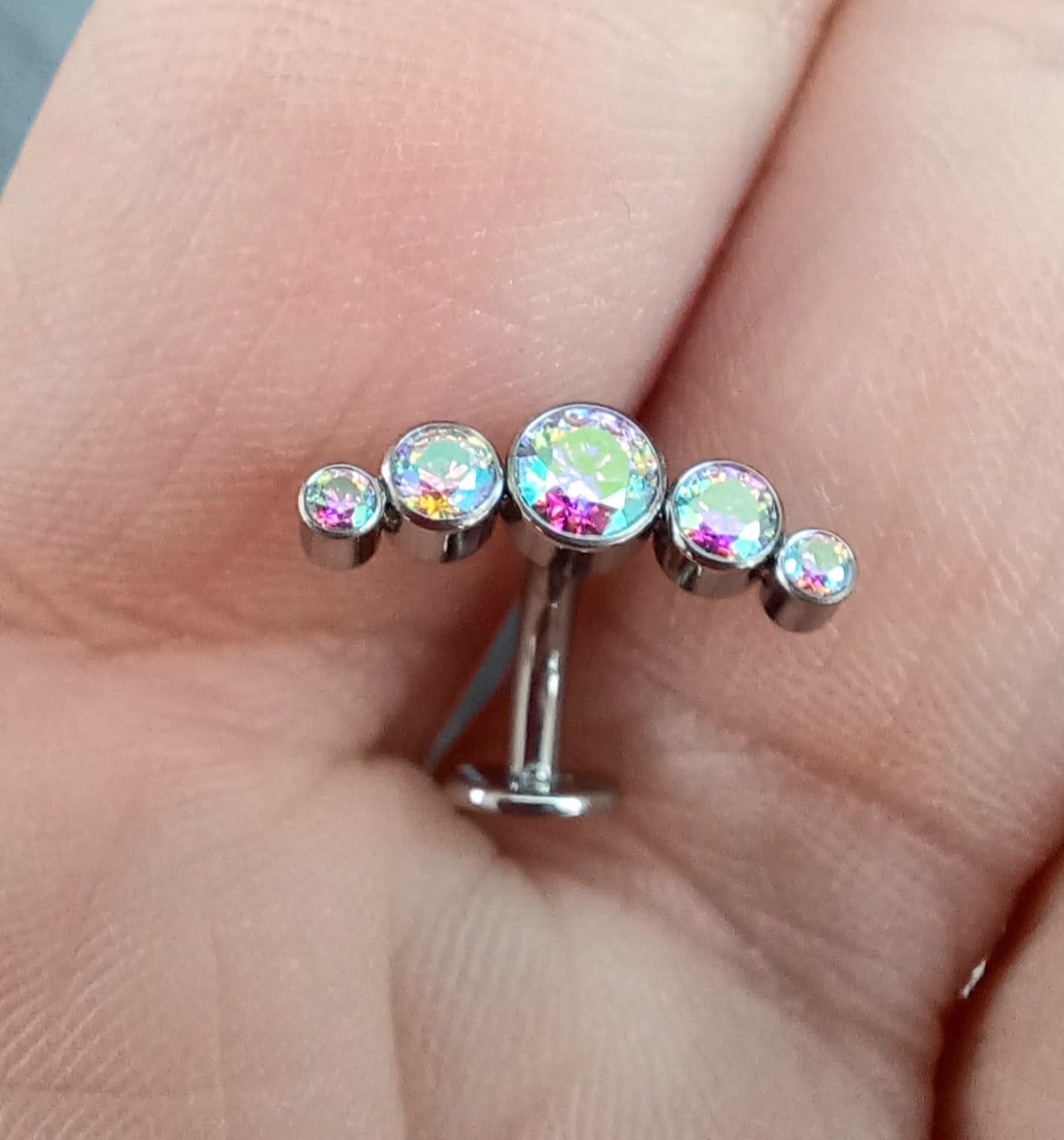 Beautiful Implant Grade Titanium Belly Bar Floating Crystal Threadless ...