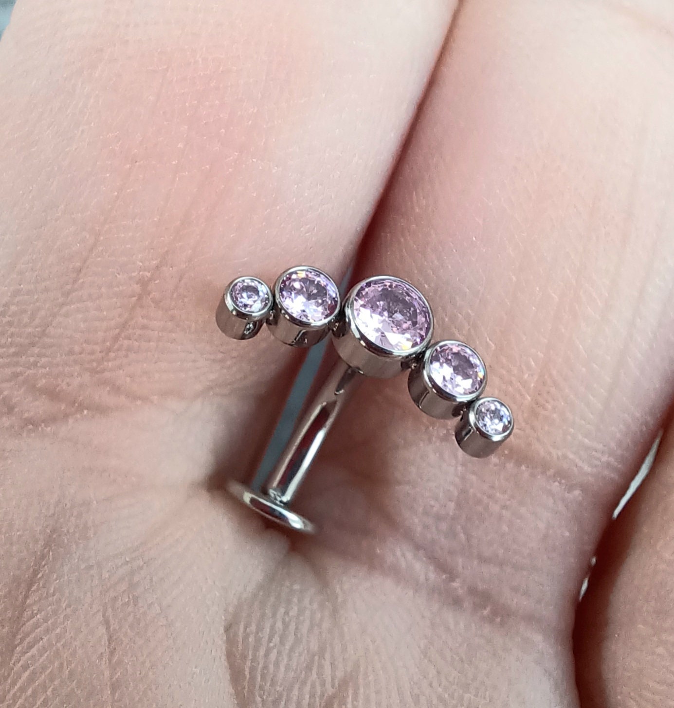 Beautiful Implant Grade Titanium Belly Bar Floating Crystal Threadless ...