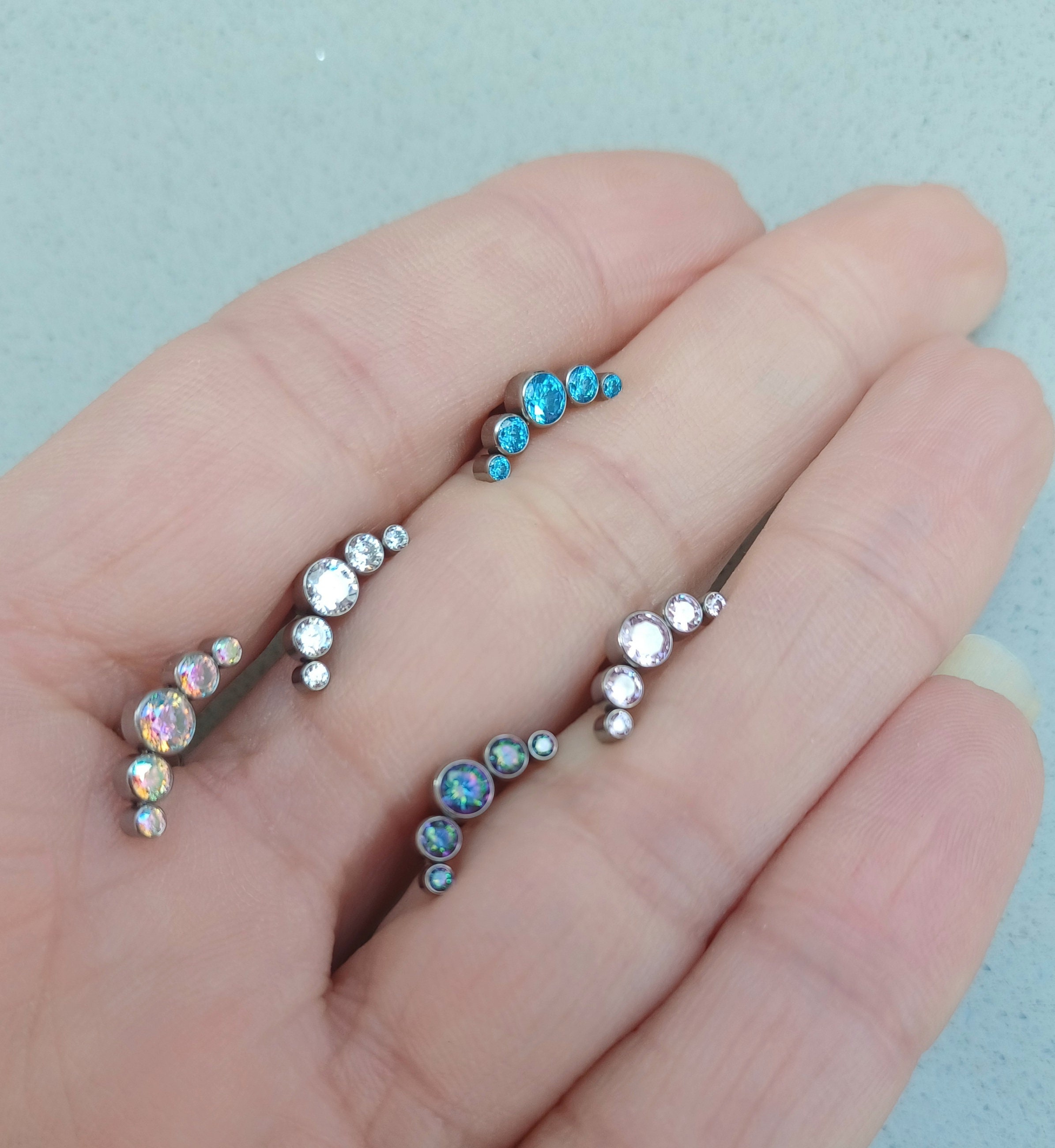 Beautiful Implant Grade Titanium Belly Bar Floating Crystal Threadless ...