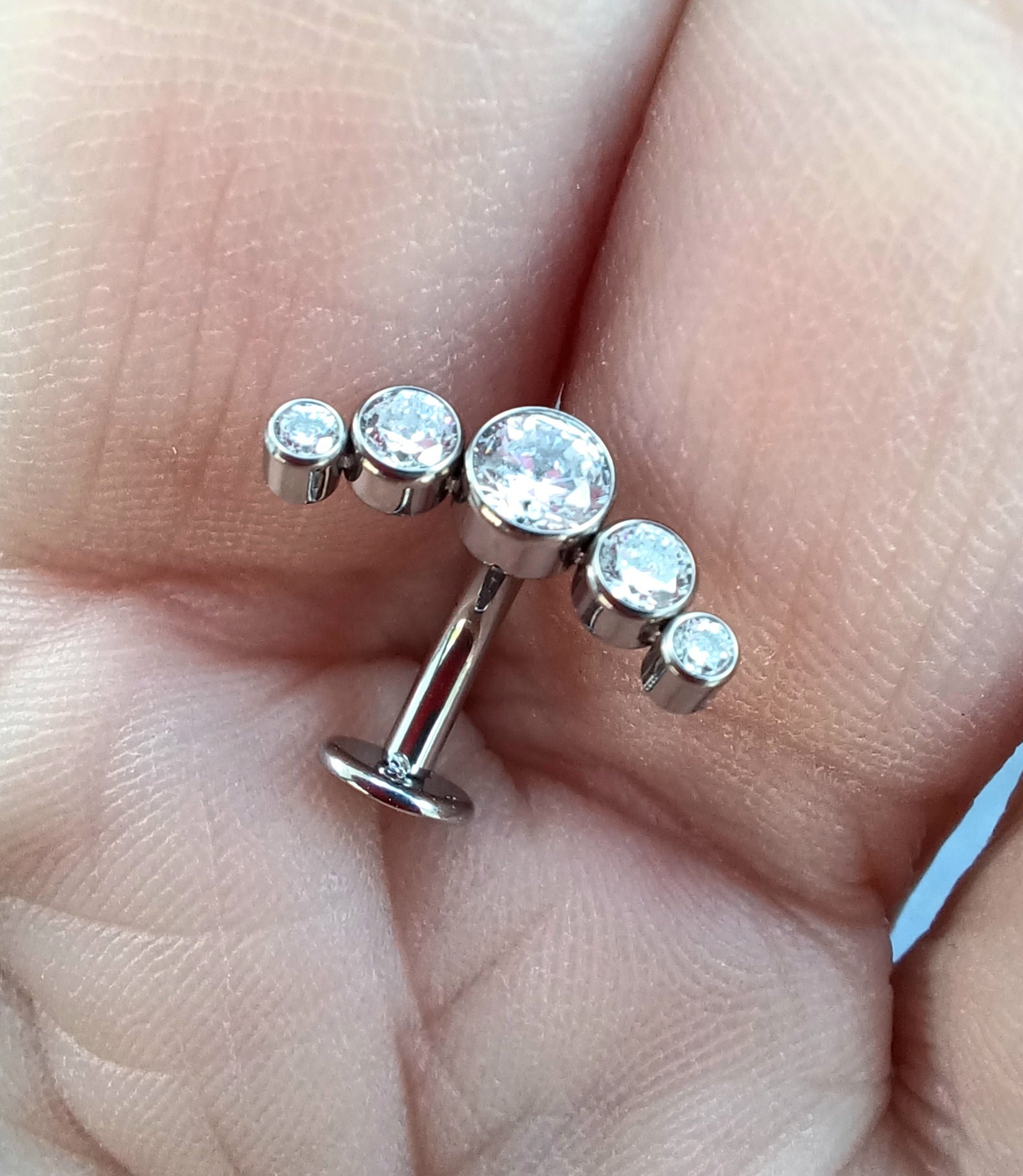 Beautiful Implant Grade Titanium Belly Bar Floating Crystal Threadless ...