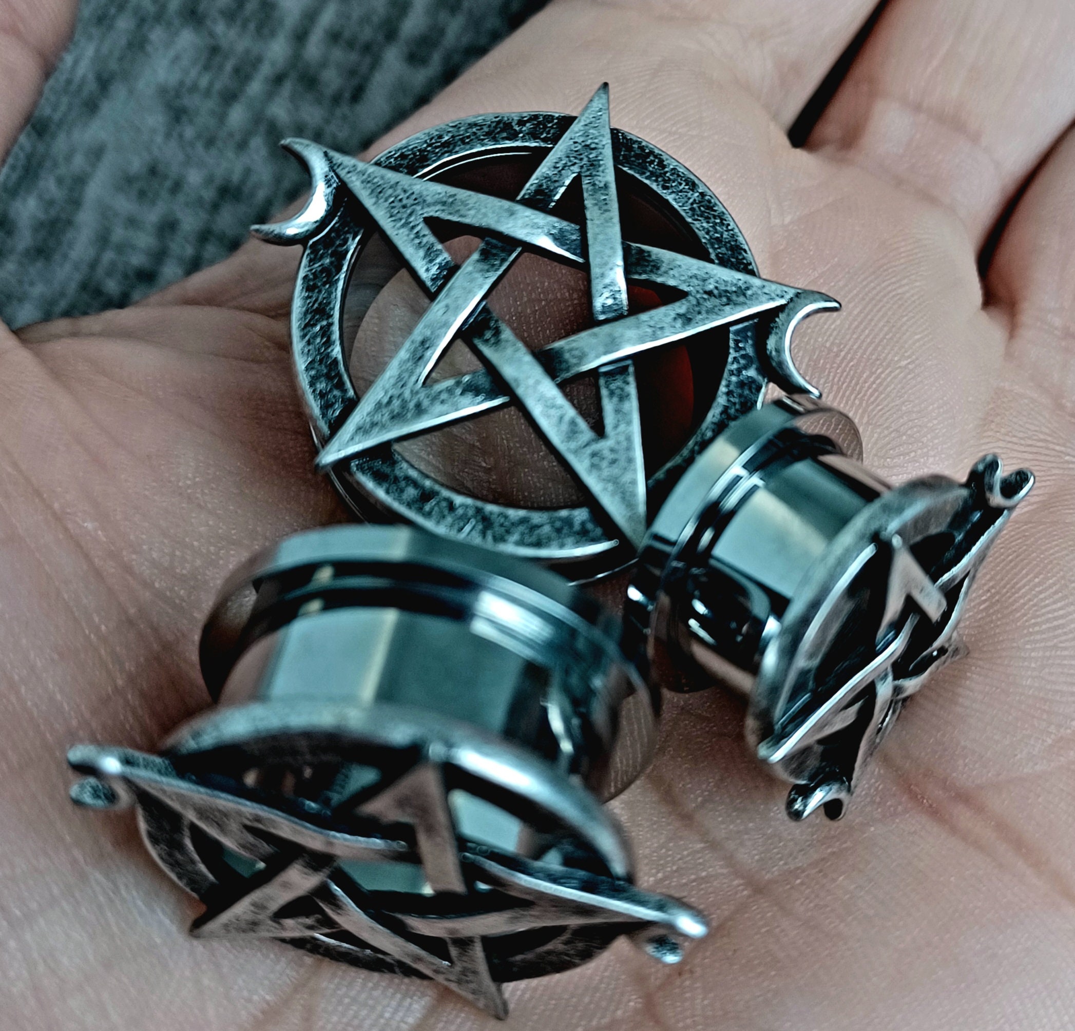 Steel PENTAGRAM STAR Screw Fit Ear Plug Plugs Surgical Steel - Etsy