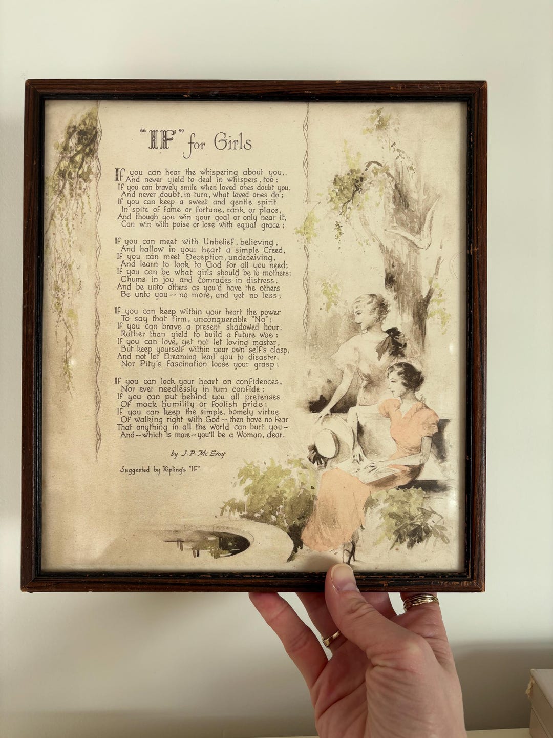 Vintage Framed Print With Poem “IF” for Girls - Etsy