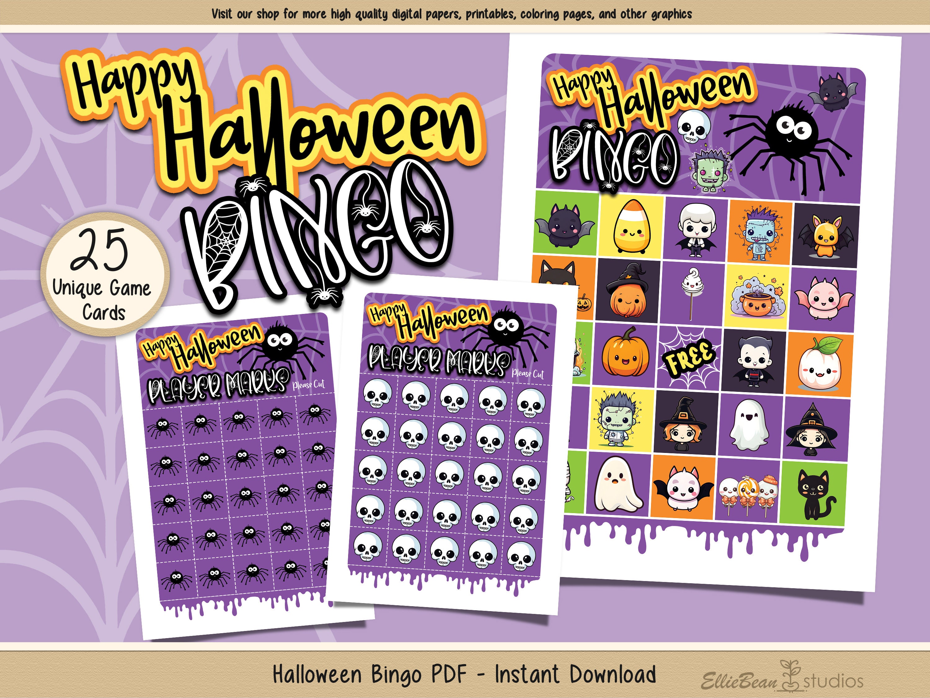 Halloween Bingo Game Printable-kids Halloween Party Games Kids ...