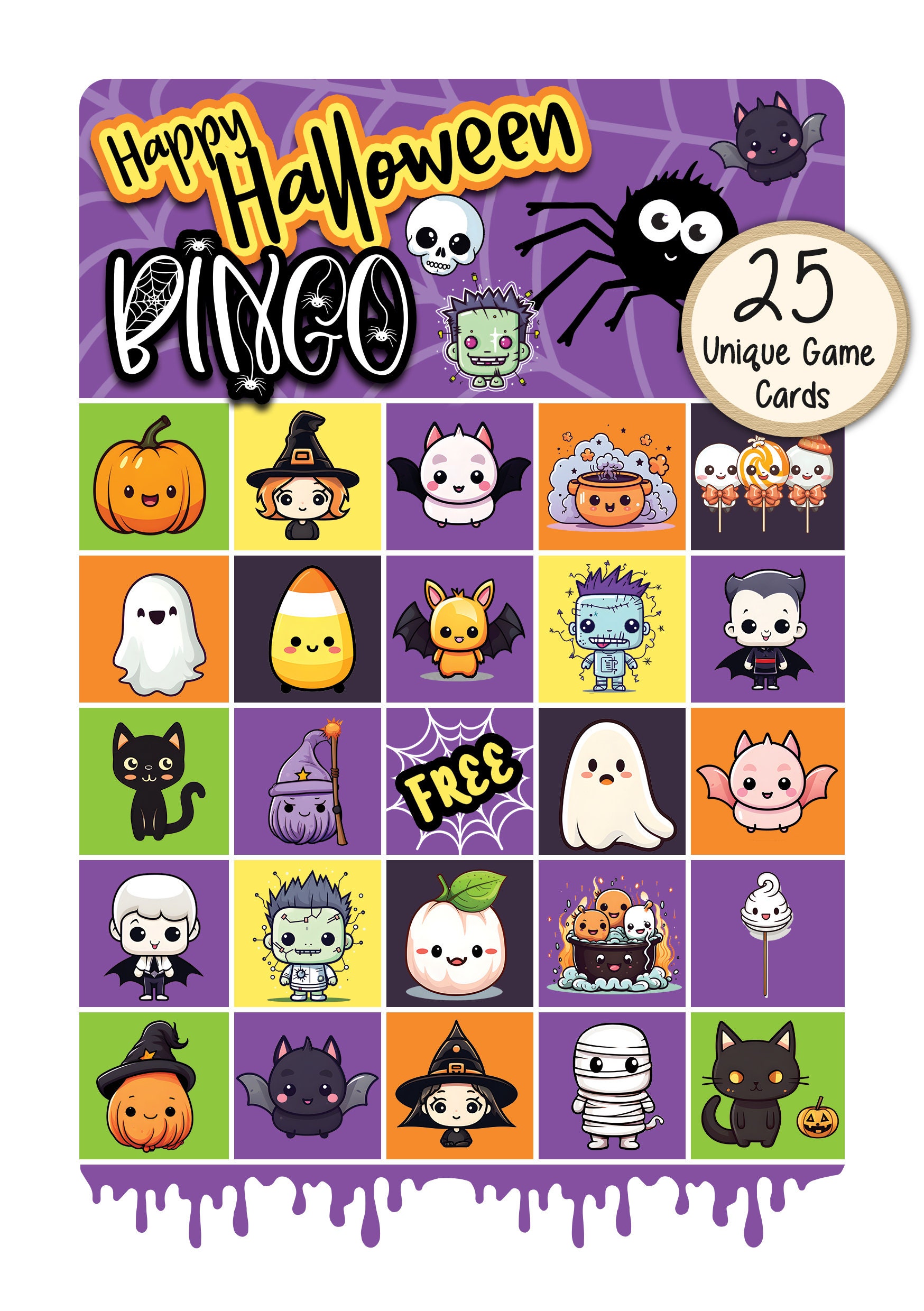 Halloween Bingo Game Printable-kids Halloween Party Games Kids ...