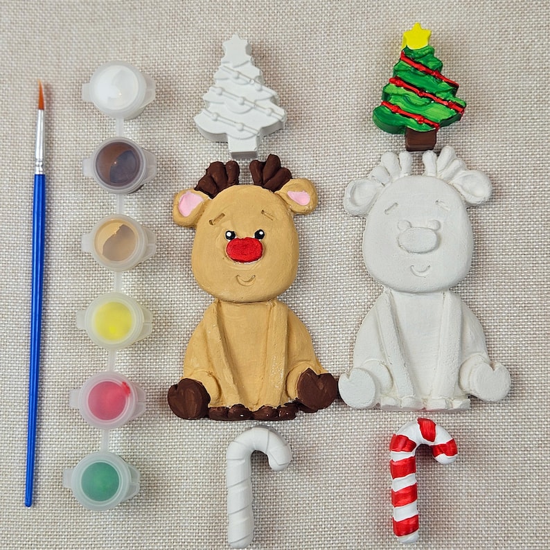 Christmas Cone Paint Craft Kit Characters (santa, Snowman, Rudolph ...