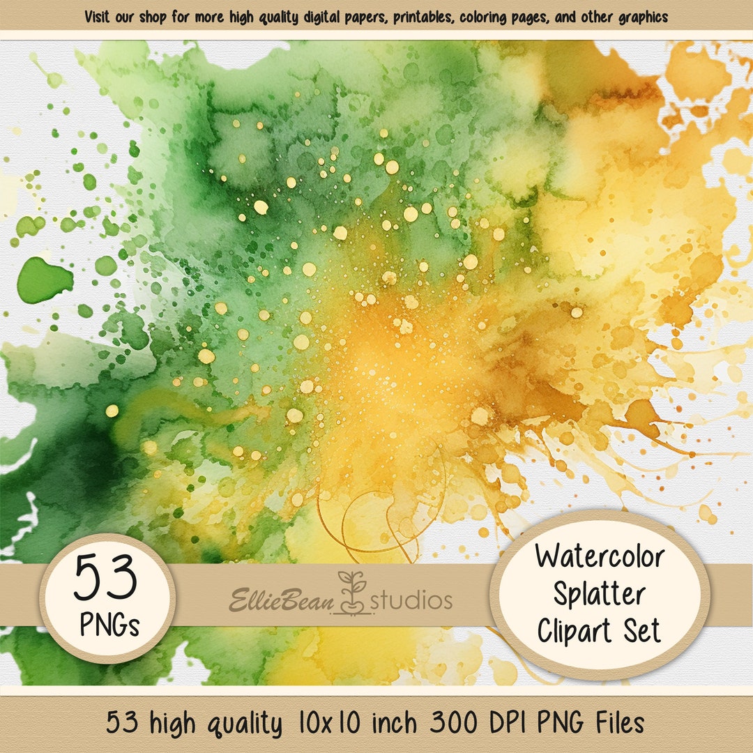 Watercolor Splashes, Splatters, Textures, Blobs, and Shapes Clip Art ...