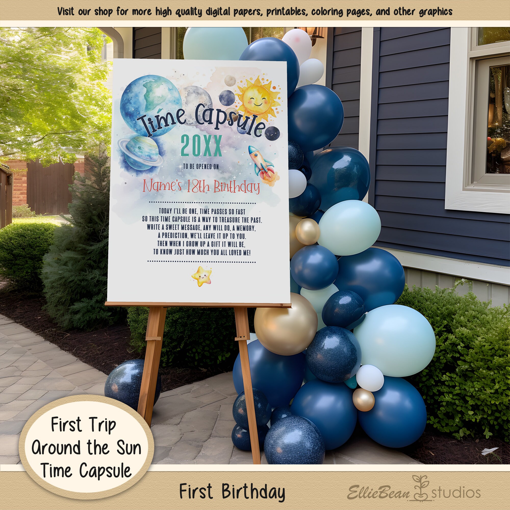 Editable Outer Space Time Capsule First Trip Around the Sun - Etsy