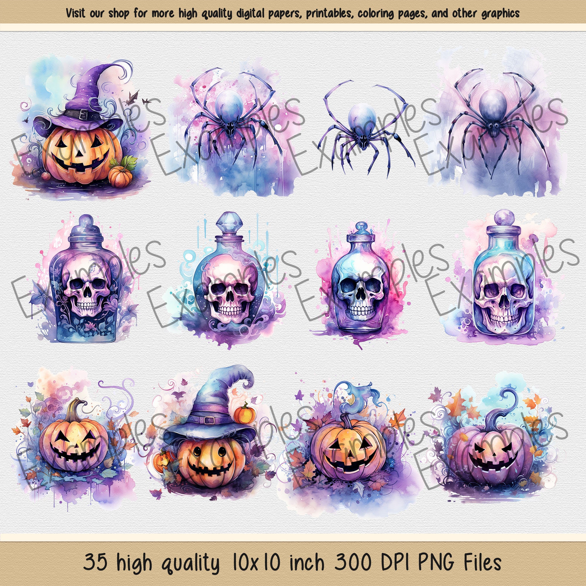 Pastel Halloween Clipart Pack 35 Pngs 300 DPI - Etsy