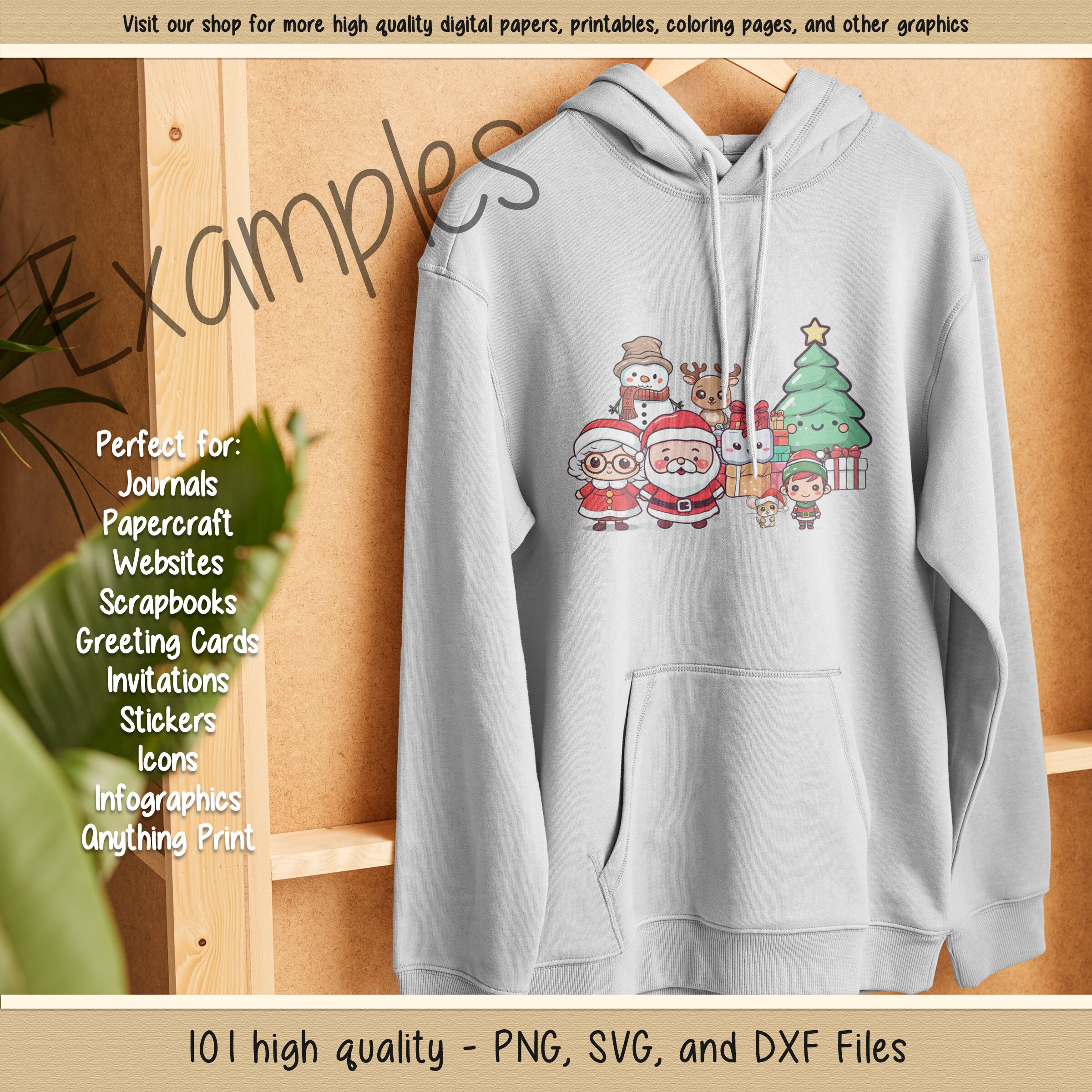 Kawaii Christmas Clip Art format Bundle PNG, SVG, DXF - Etsy