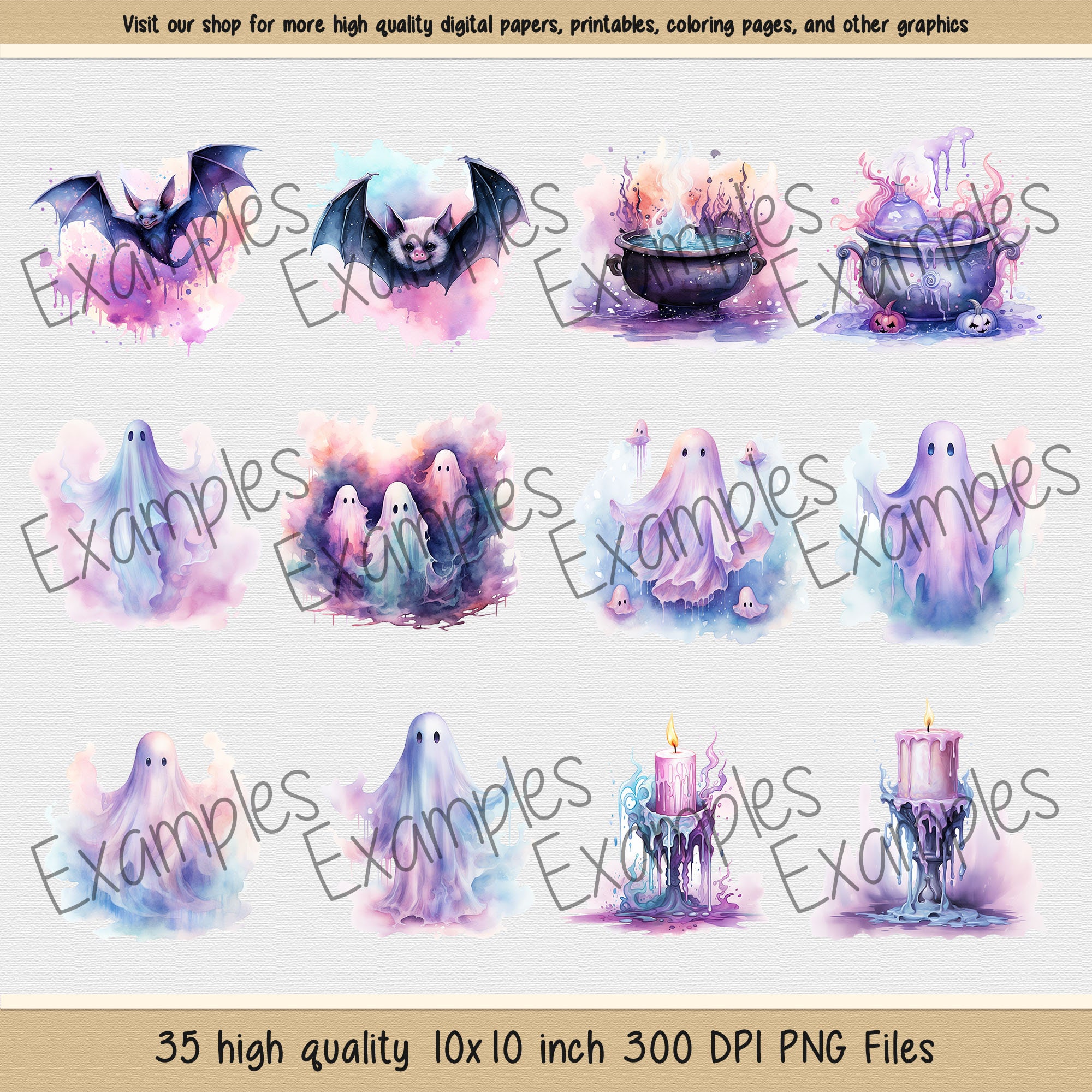Pastel Halloween Clipart Pack 35 Pngs 300 DPI - Etsy