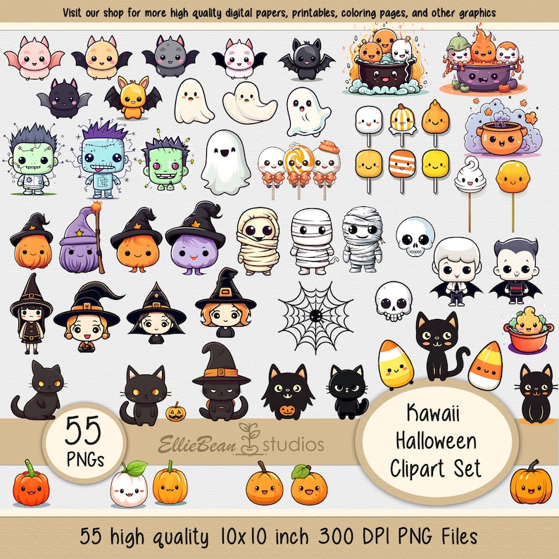 Kawaii Halloween Clip Art - Etsy