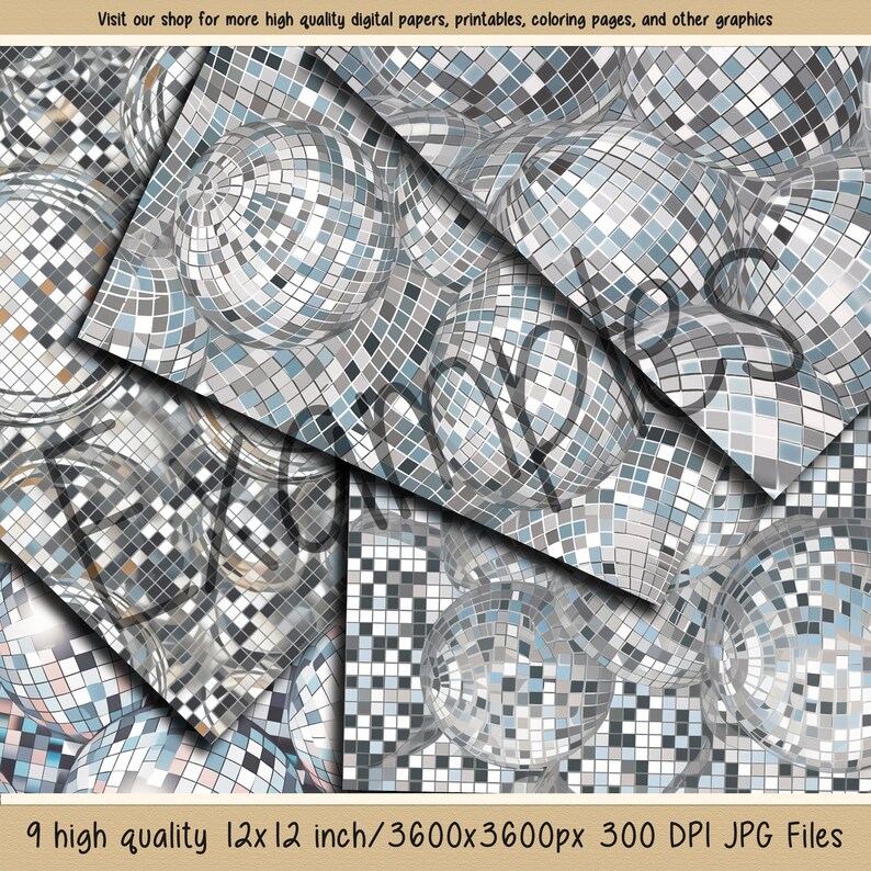 Disco Ball Digital Paper (mirror Ball) for Commercial Use - Etsy