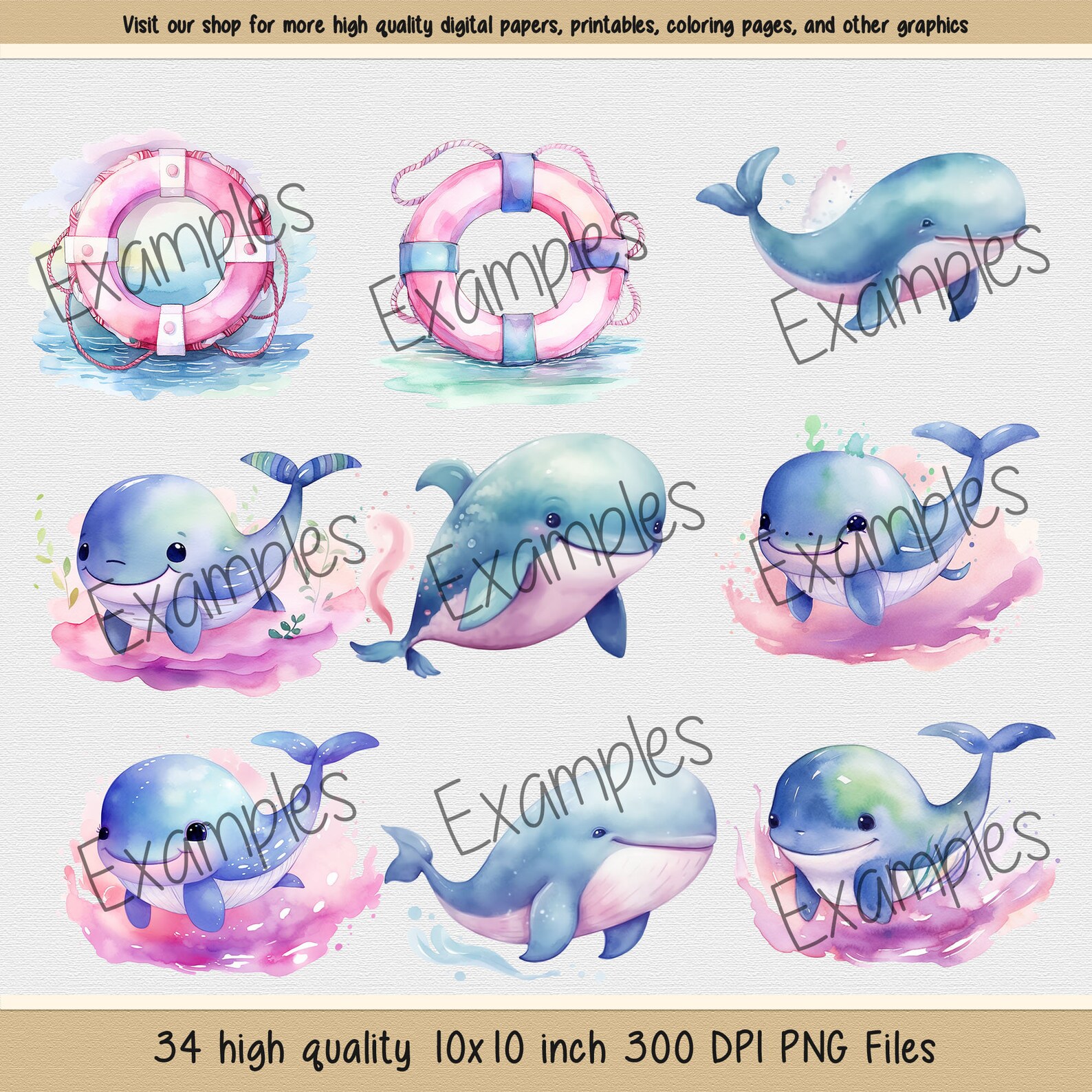 Nautical Watercolor Whales, Teddy Bears, & Boats Clipart - 34 Images ...