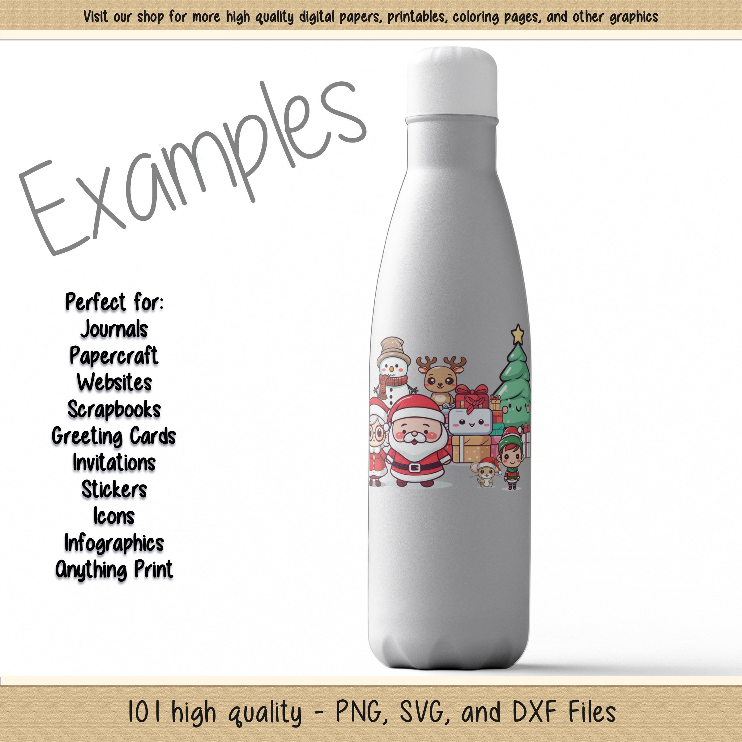 Kawaii Christmas Clip Art format Bundle PNG, SVG, DXF - Etsy