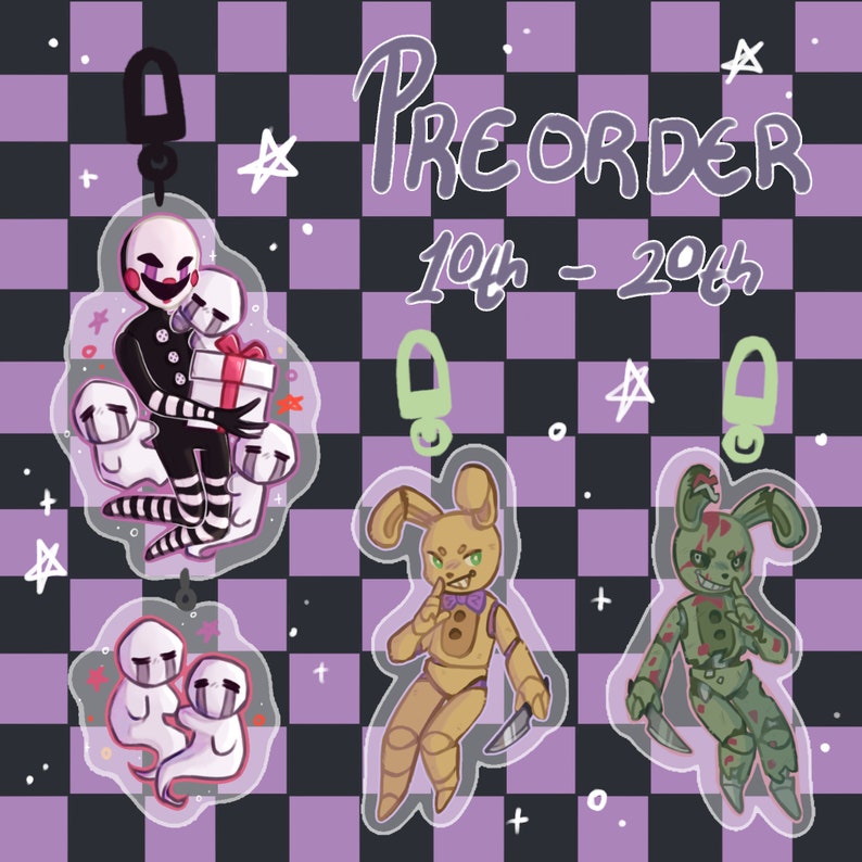 PREORDERS Fnaffive Nights at Freddies Keychains Puppet and Crying ...
