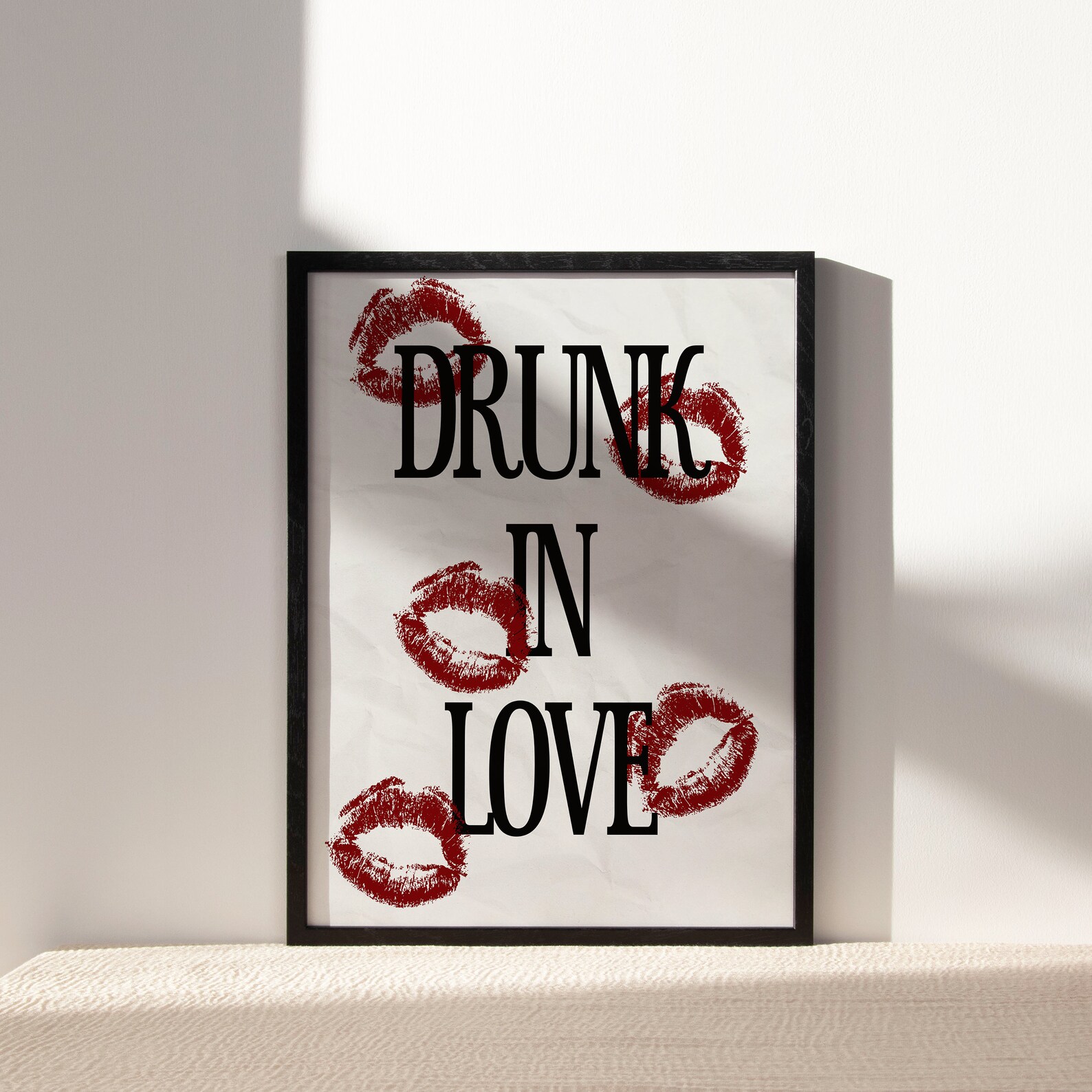 Drunk in Love Print, Kiss Poster, Printable Retro Wall Art 70s Art ...