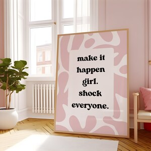 Pink Trendy Girly Wall Art Motivational Poster Preppy Aesthetic Groovy ...