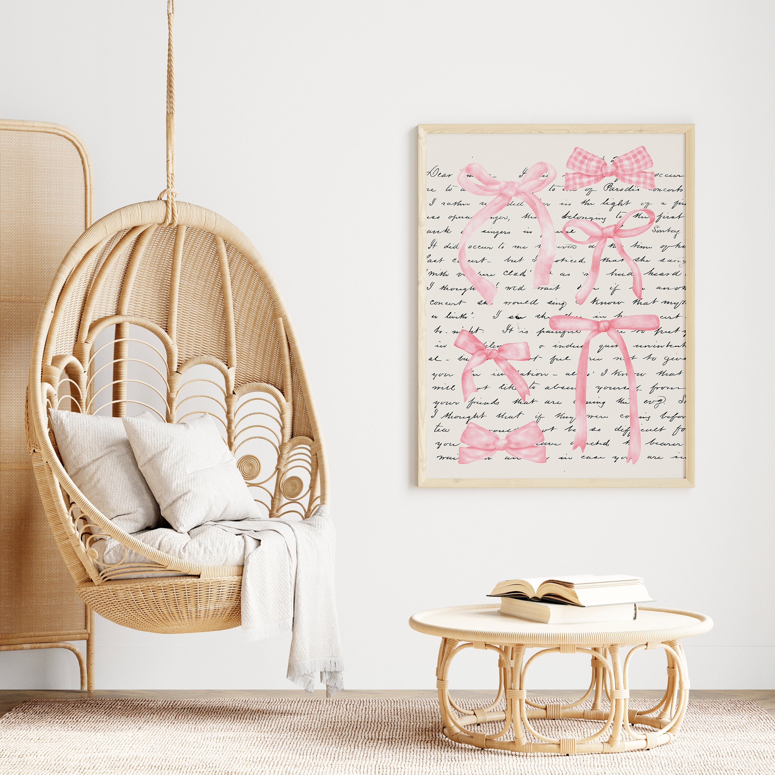 Balletcore Wall Art, Coquette Room Decor, Coquette Pink Bow Wall Art ...