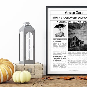 Newspaper Print Gothic Halloween Printable Wall Art Spooky Halloween ...