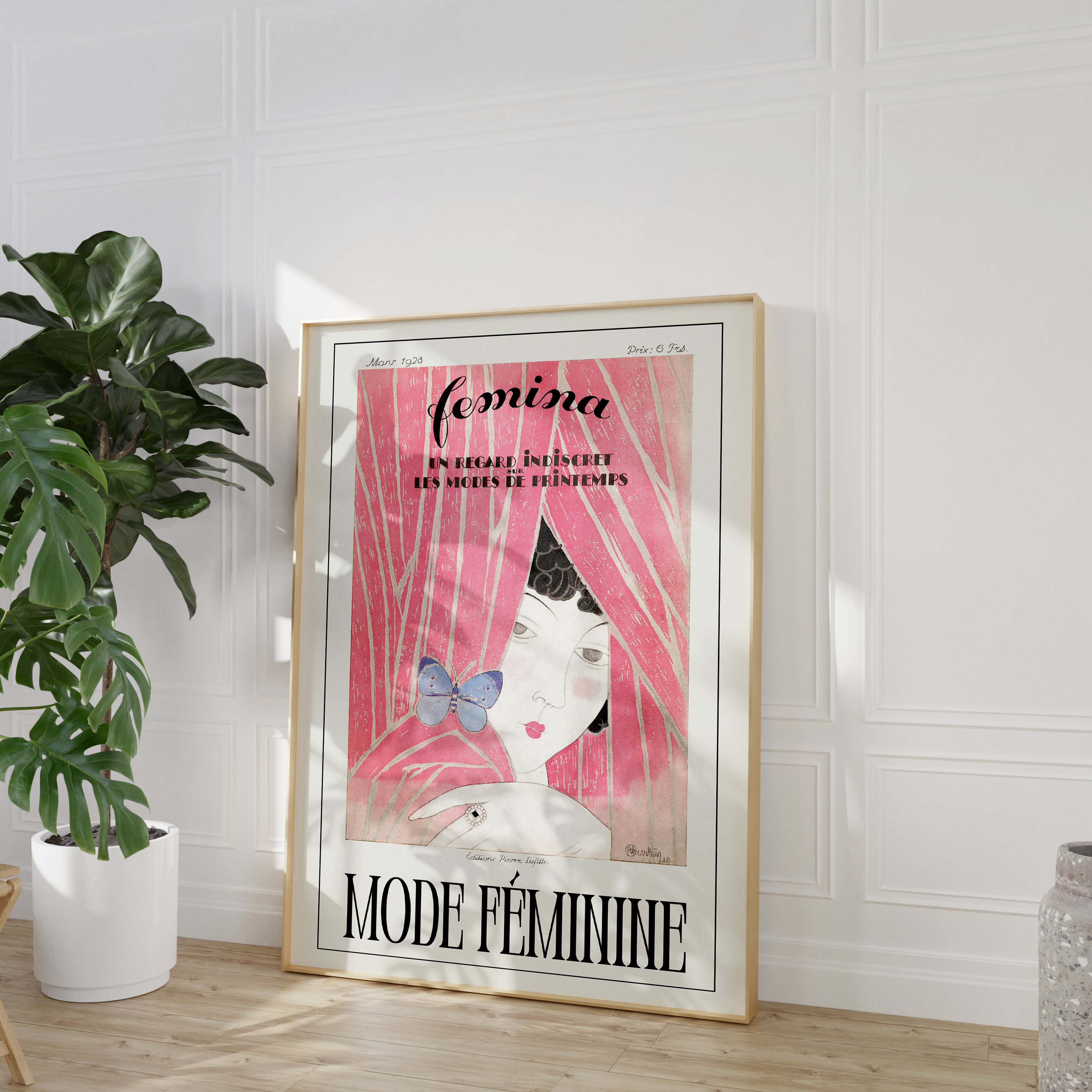 Vintage Pink Fashion Magazine Cover Illustration Poster, Vintage ...