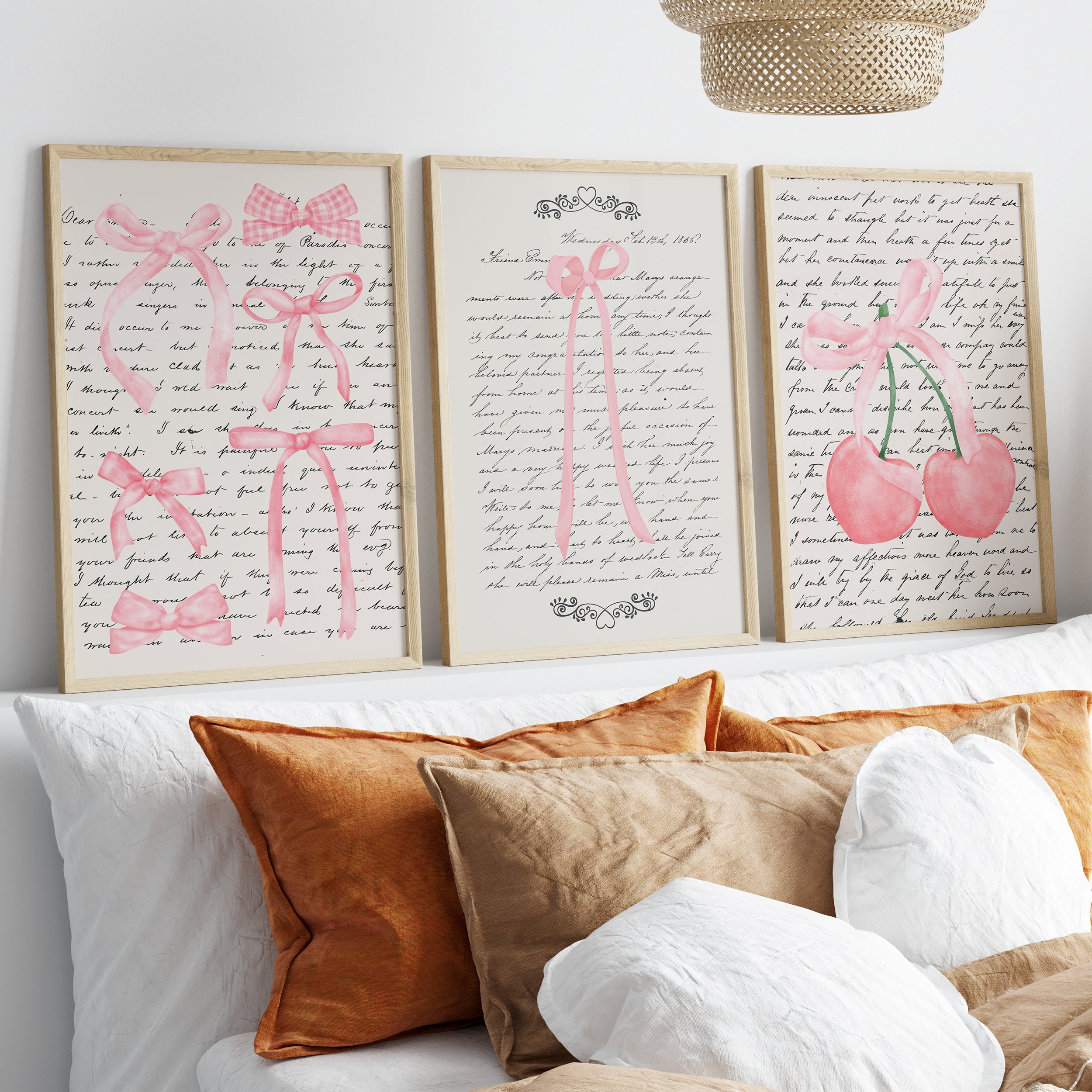 Balletcore Wall Art, Coquette Room Decor, Coquette Pink Bow Wall Art ...