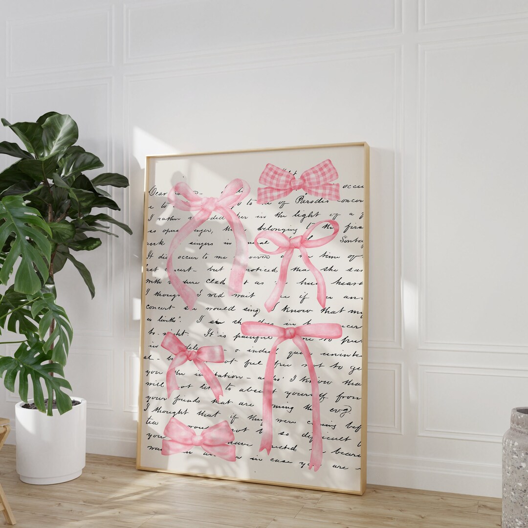 Balletcore Wall Art, Coquette Room Decor, Coquette Pink Bow Wall Art ...