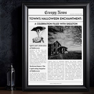 Newspaper Print Gothic Halloween Printable Wall Art Spooky Halloween ...