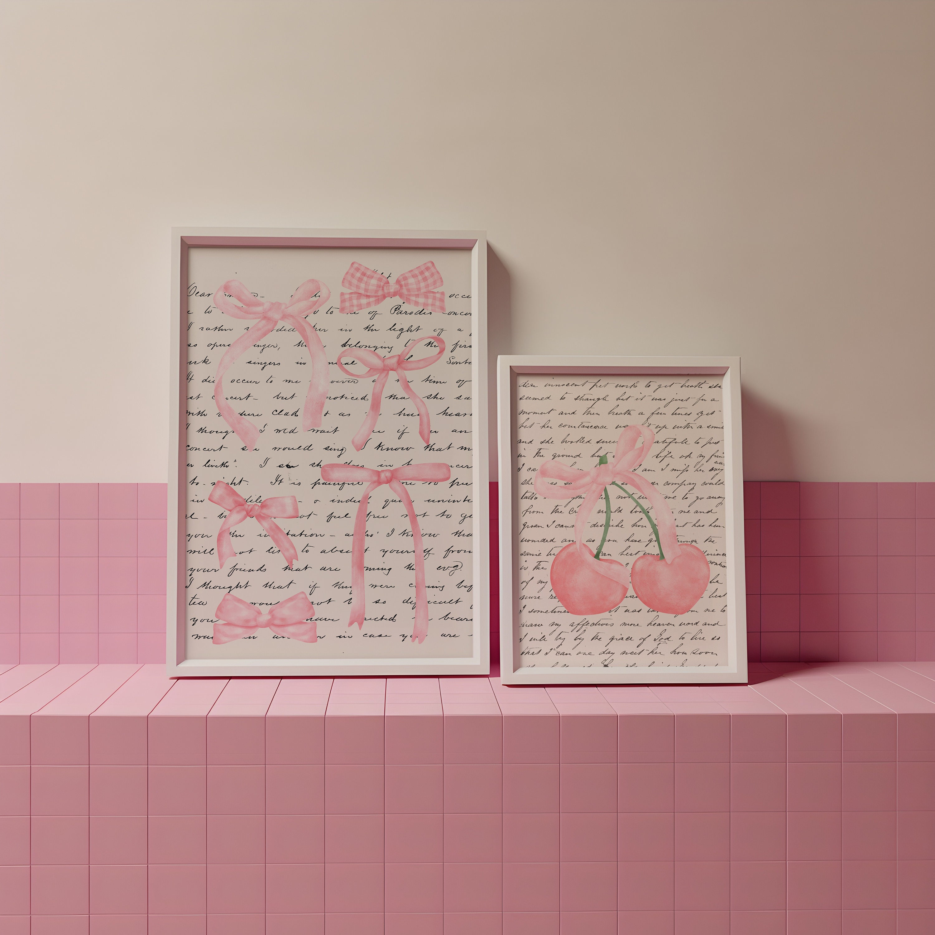 Balletcore Wall Art, Coquette Room Decor, Coquette Pink Bow Wall Art ...