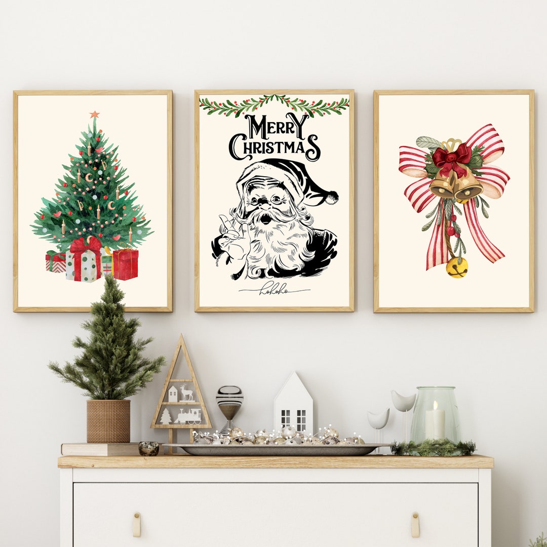 Christmas Print Set of 3, Christmas Printable Wall Art, Xmas Home Decor ...