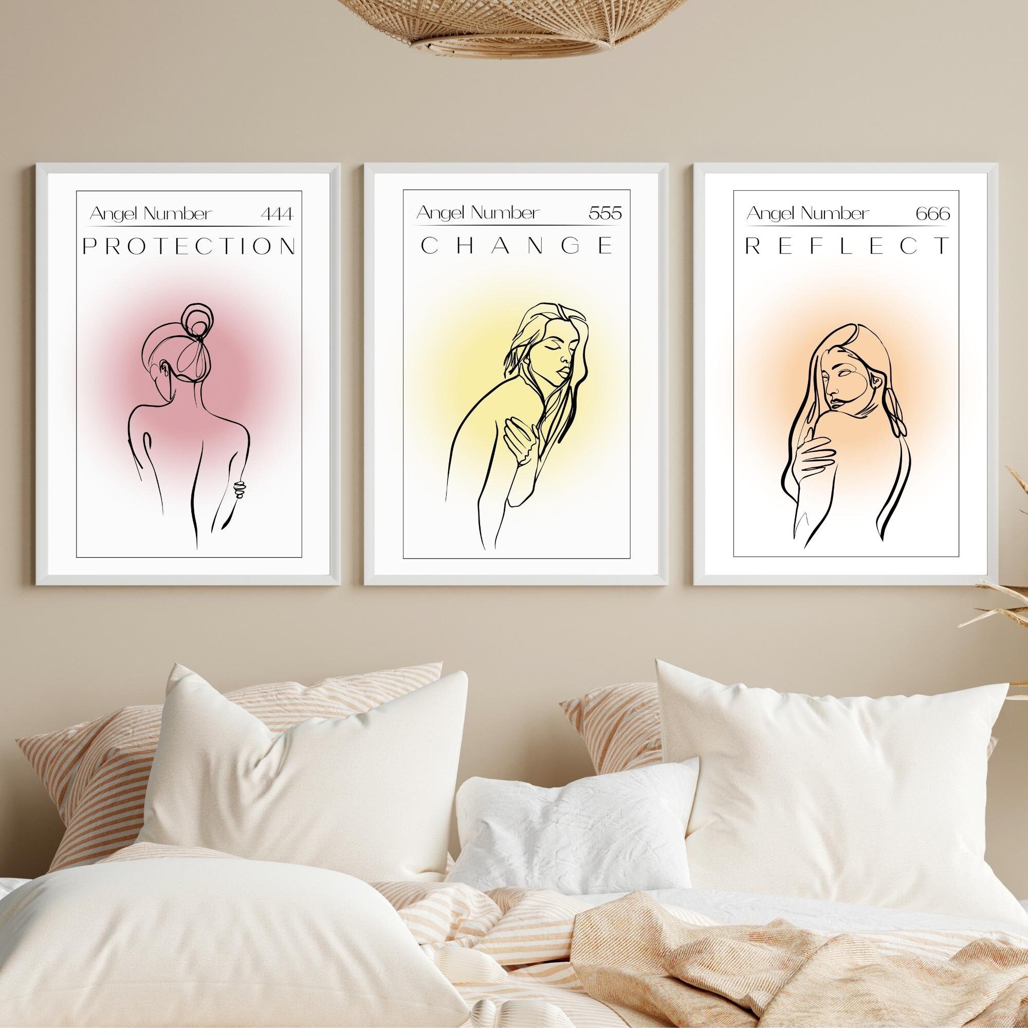 Angel Numbers Aura Poster Printable Set of 9 Divine Feminine Line Art ...