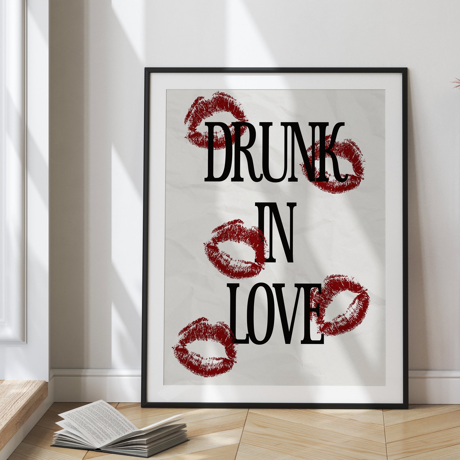 Drunk in Love Print, Kiss Poster, Printable Retro Wall Art 70s Art ...