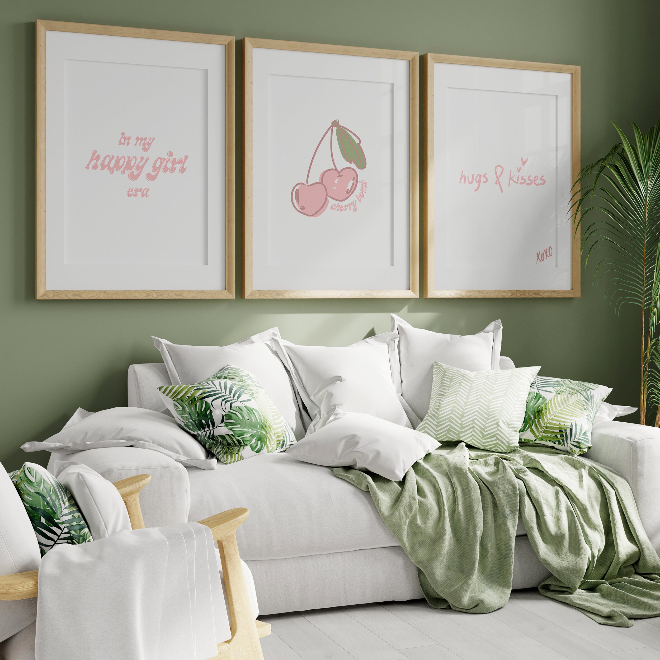 Blush Pink Coquette Aesthetic Prints Set of 3 Pink Cherry Bomb Poster ...