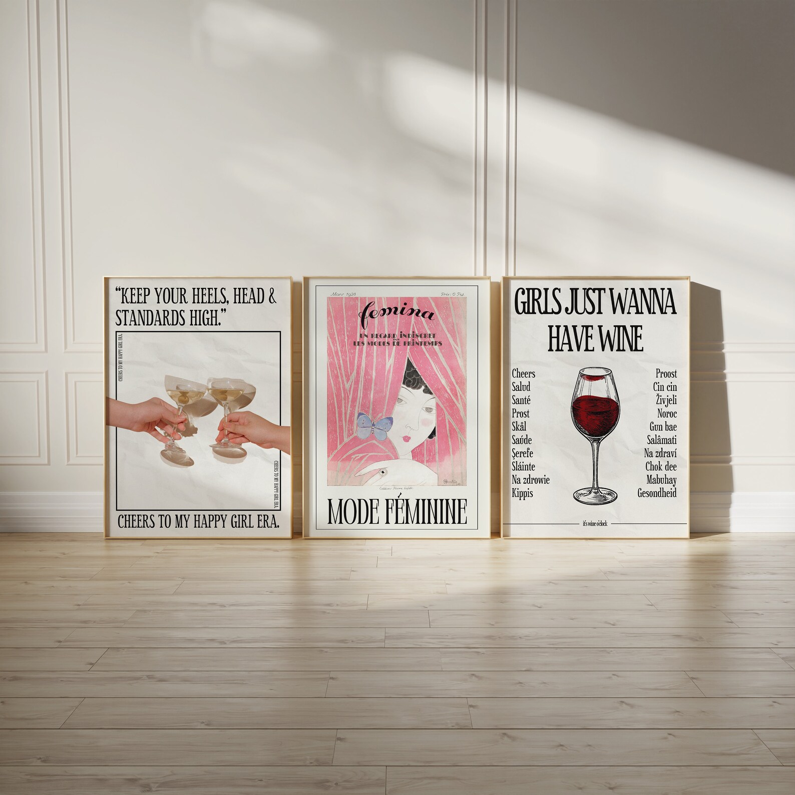 Vintage Pink Fashion Magazine Cover Illustration Poster, Vintage ...