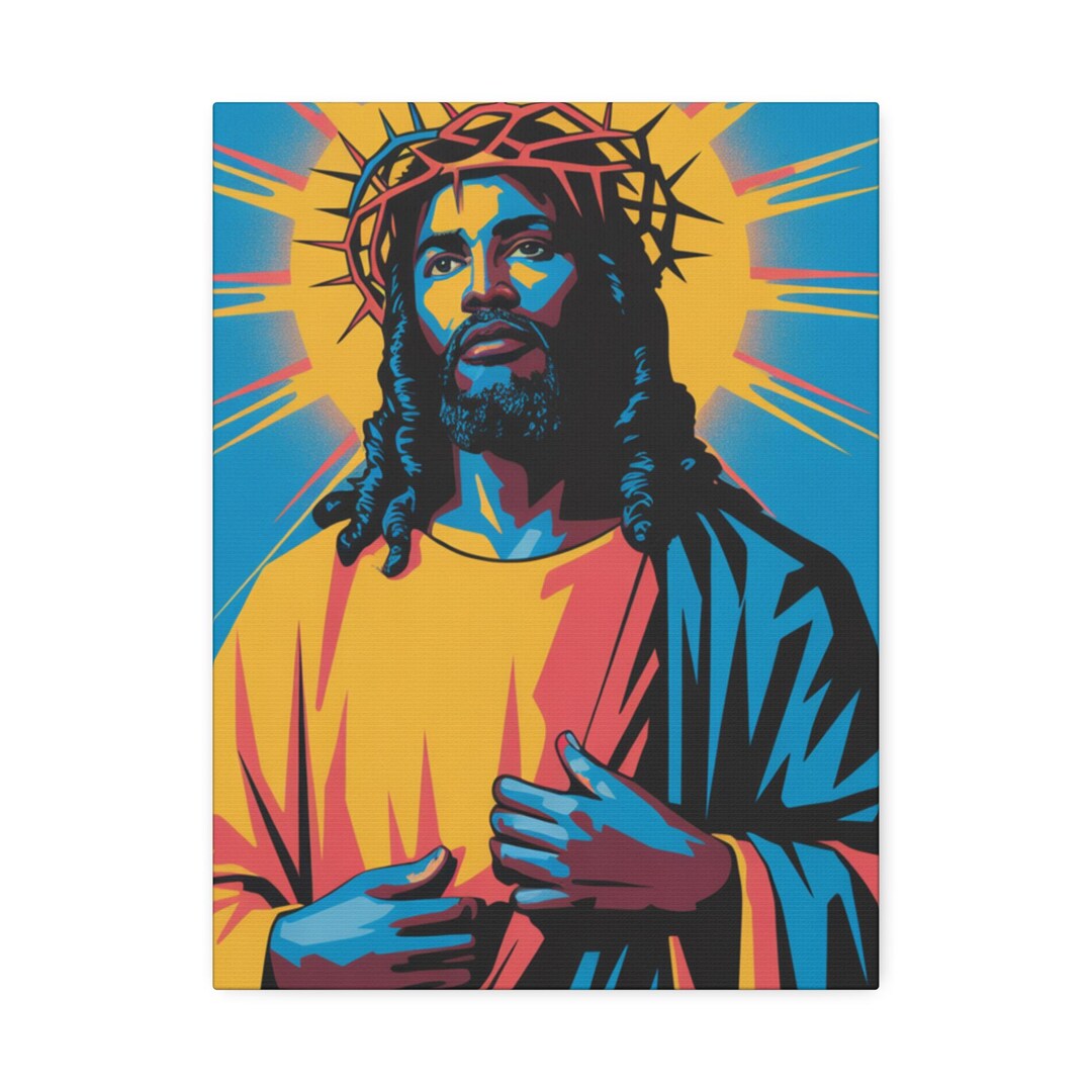 Canvas Stretched, Jesus Christ Pop Art Wall Decor, Religious Home Decor ...