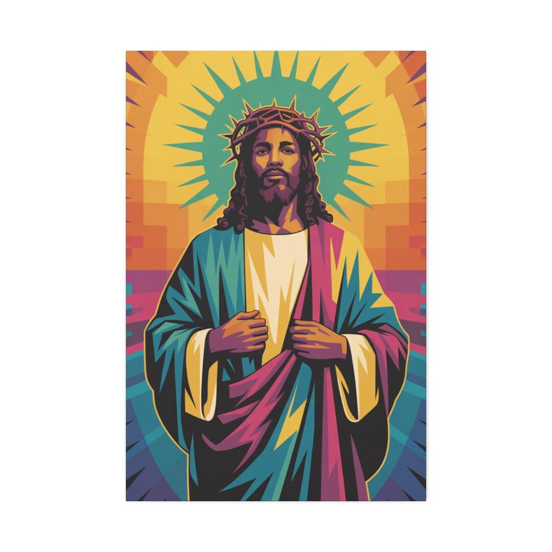 Canvas Stretched, Pop Art Black Jesus Colorful Canvas Frame, Multiple ...
