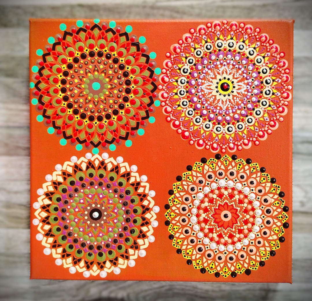 Handmade Dot Mandala Painting on Canvas - Etsy