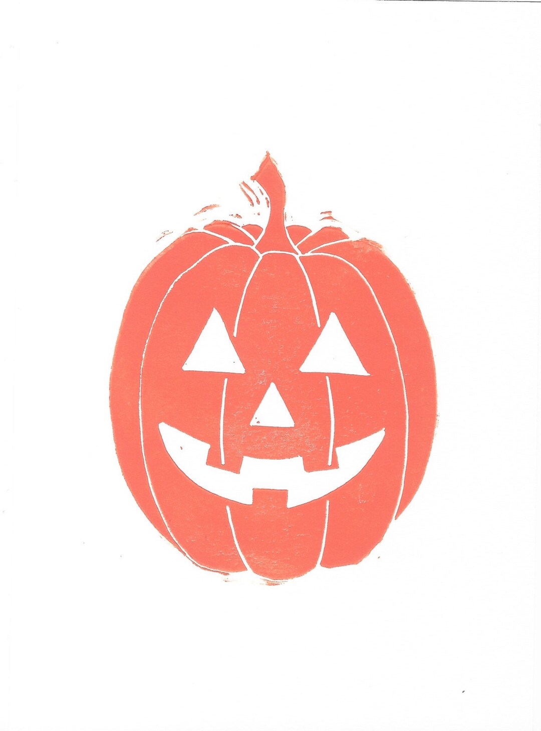 Jolly Pumpkin Jackolantern Halloween Linocut Block Print - Etsy