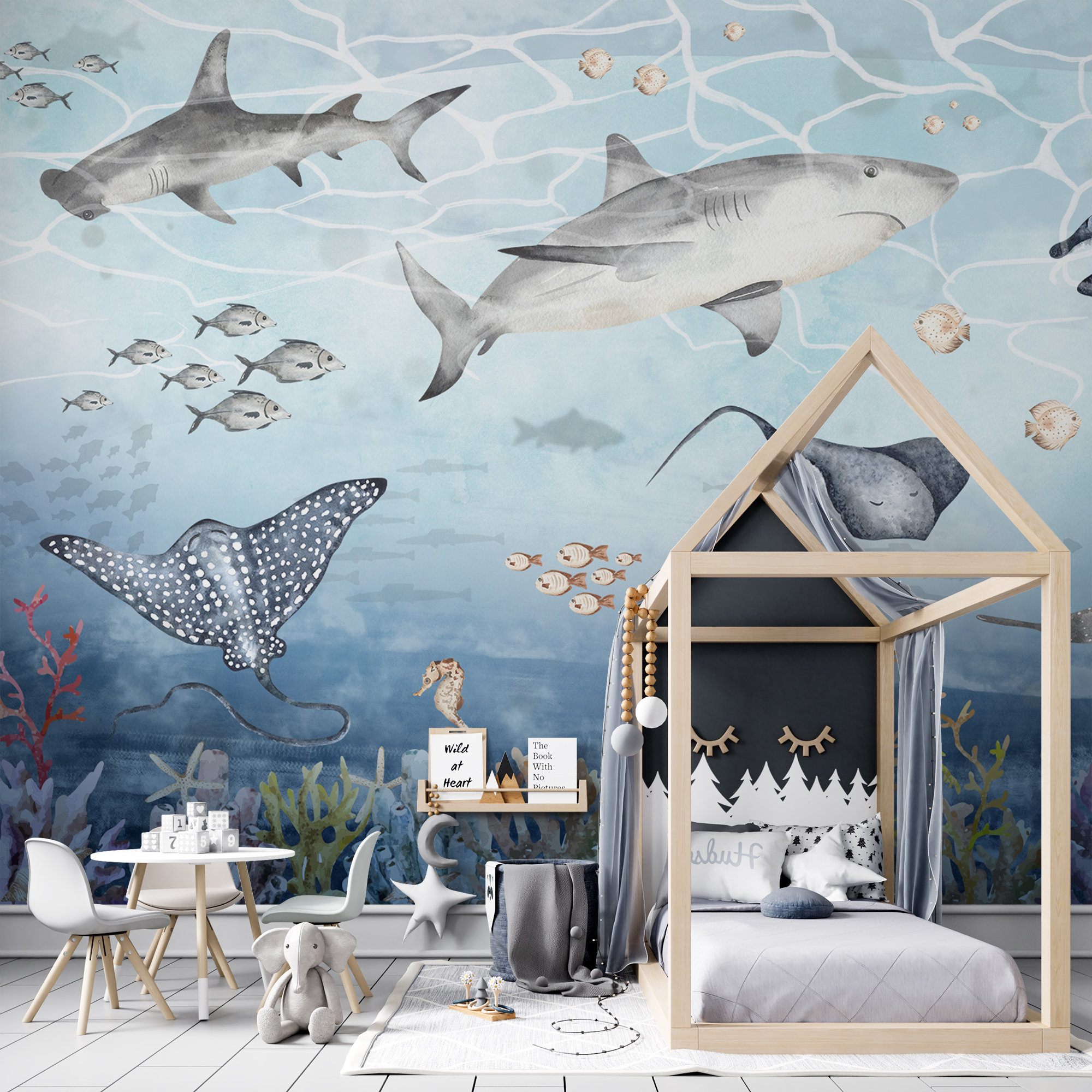 Kids Wallpaper-animals Fish Wall Mural-peel and Stick Wallpaper ...