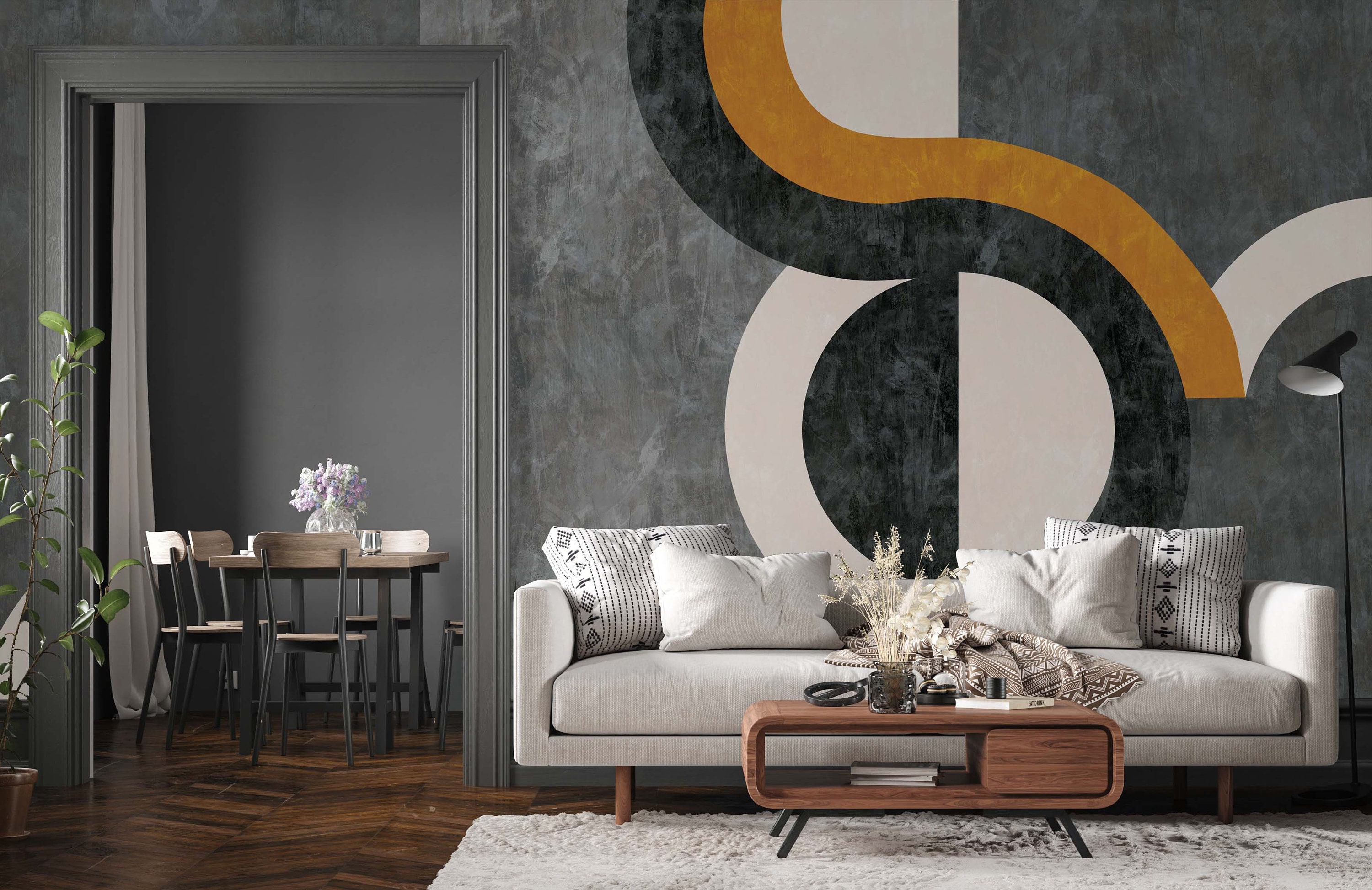 Geometric Wallpaper: Abstract Shape Art, Peel and Stick Wall Mural - Etsy