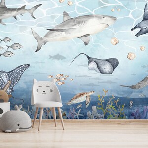 Kids Wallpaper-animals Fish Wall Mural-peel and Stick Wallpaper ...
