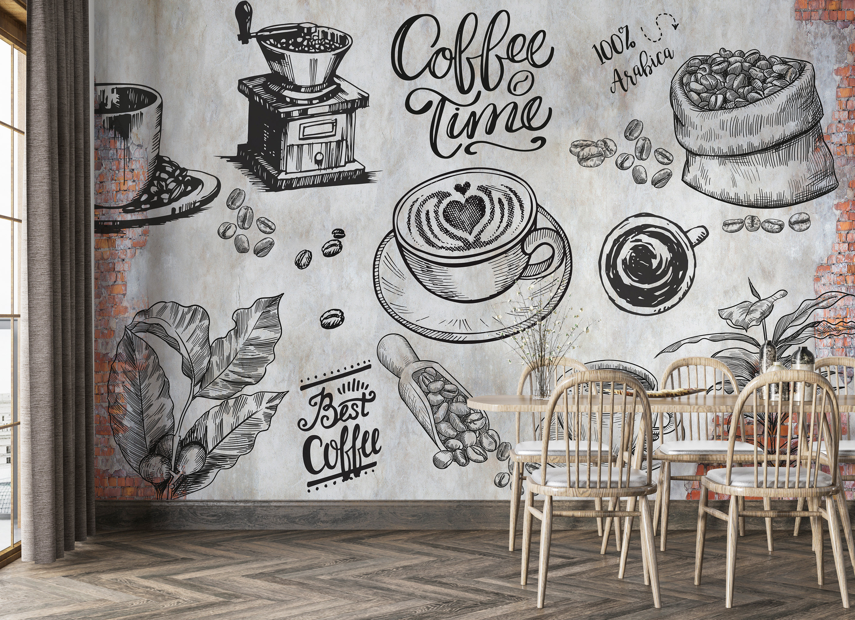French Style Cafe Mural, Coffe Shop Wall Mural, Coffee Shop Wallpaper ...