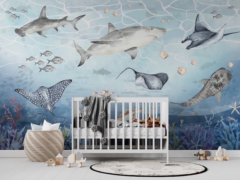 Kids Wallpaper-animals Fish Wall Mural-peel and Stick Wallpaper ...