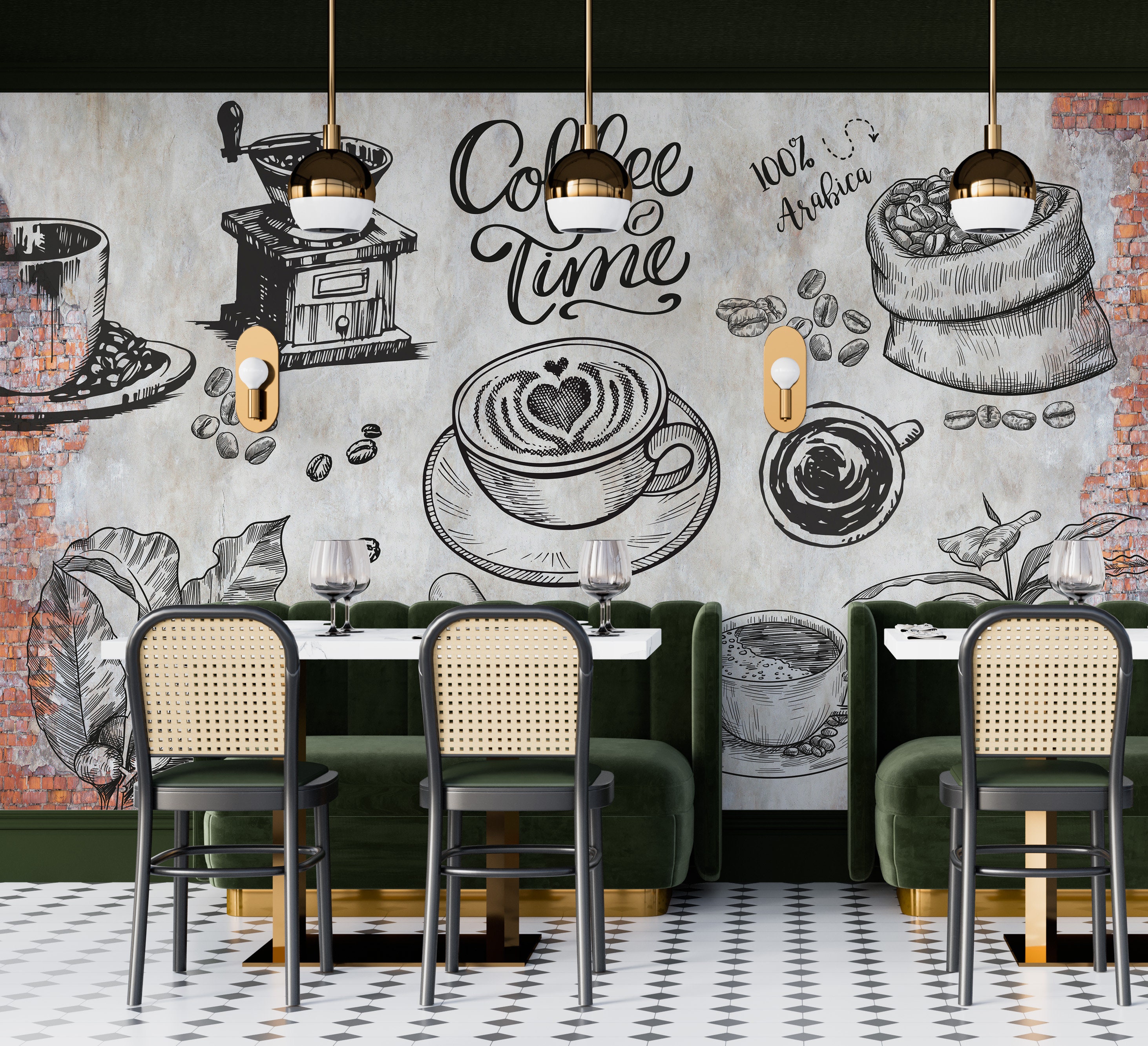 French Style Cafe Mural, Coffe Shop Wall Mural, Coffee Shop Wallpaper ...