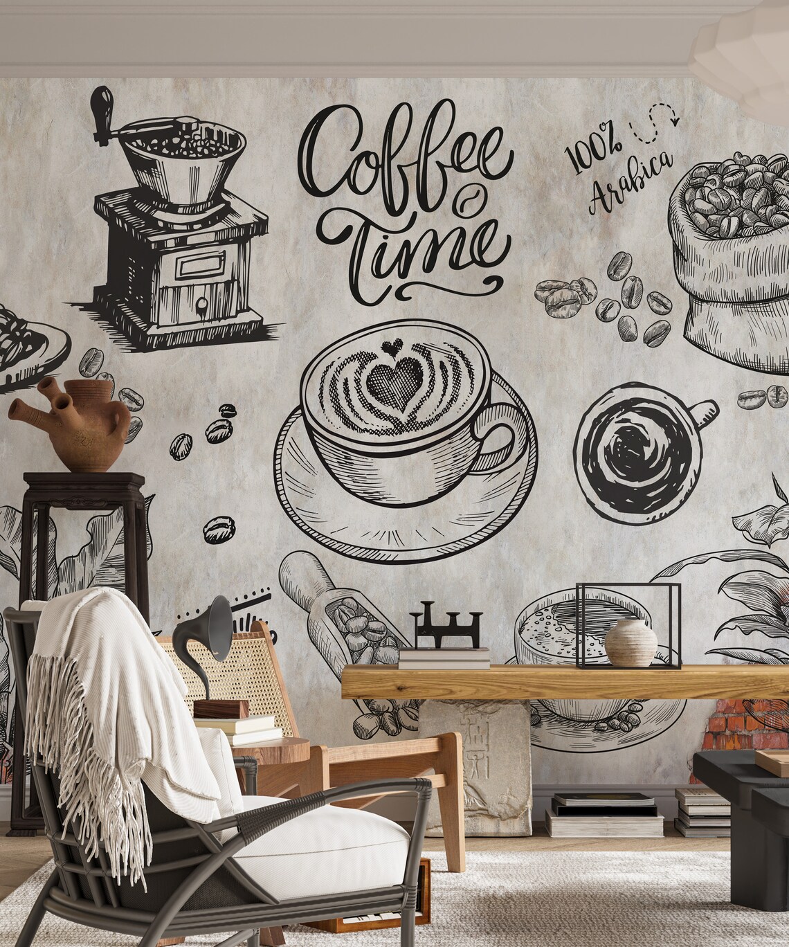 French Style Cafe Mural, Coffe Shop Wall Mural, Coffee Shop Wallpaper ...