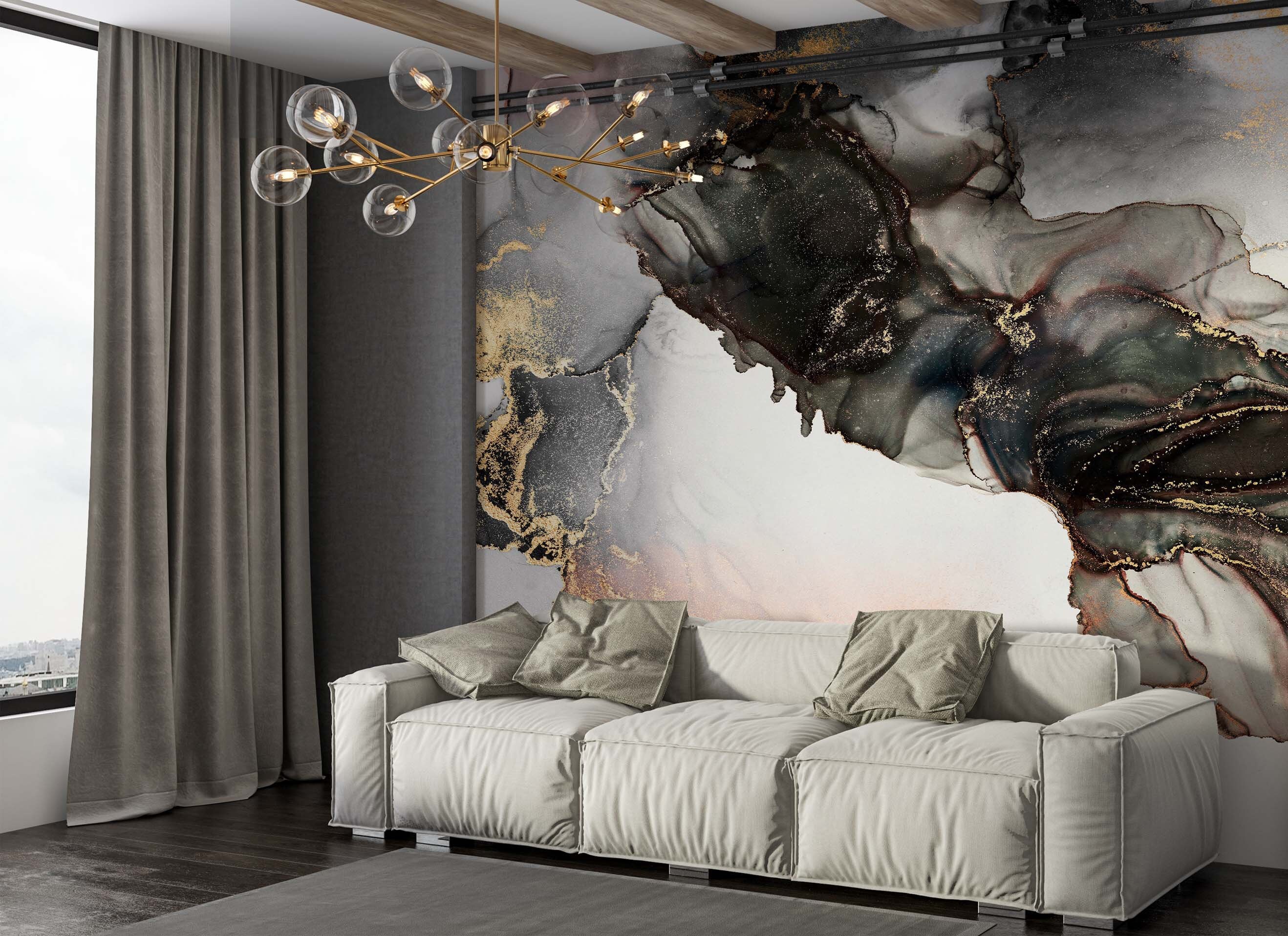 Marble Wallpaper, Black White Texture Wall Murals, Peel and Stick ...