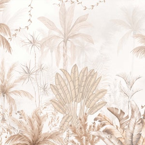 Tropical Wallpaper - Boho Palm Tree Wallpaper, - Soft Color Tropical ...
