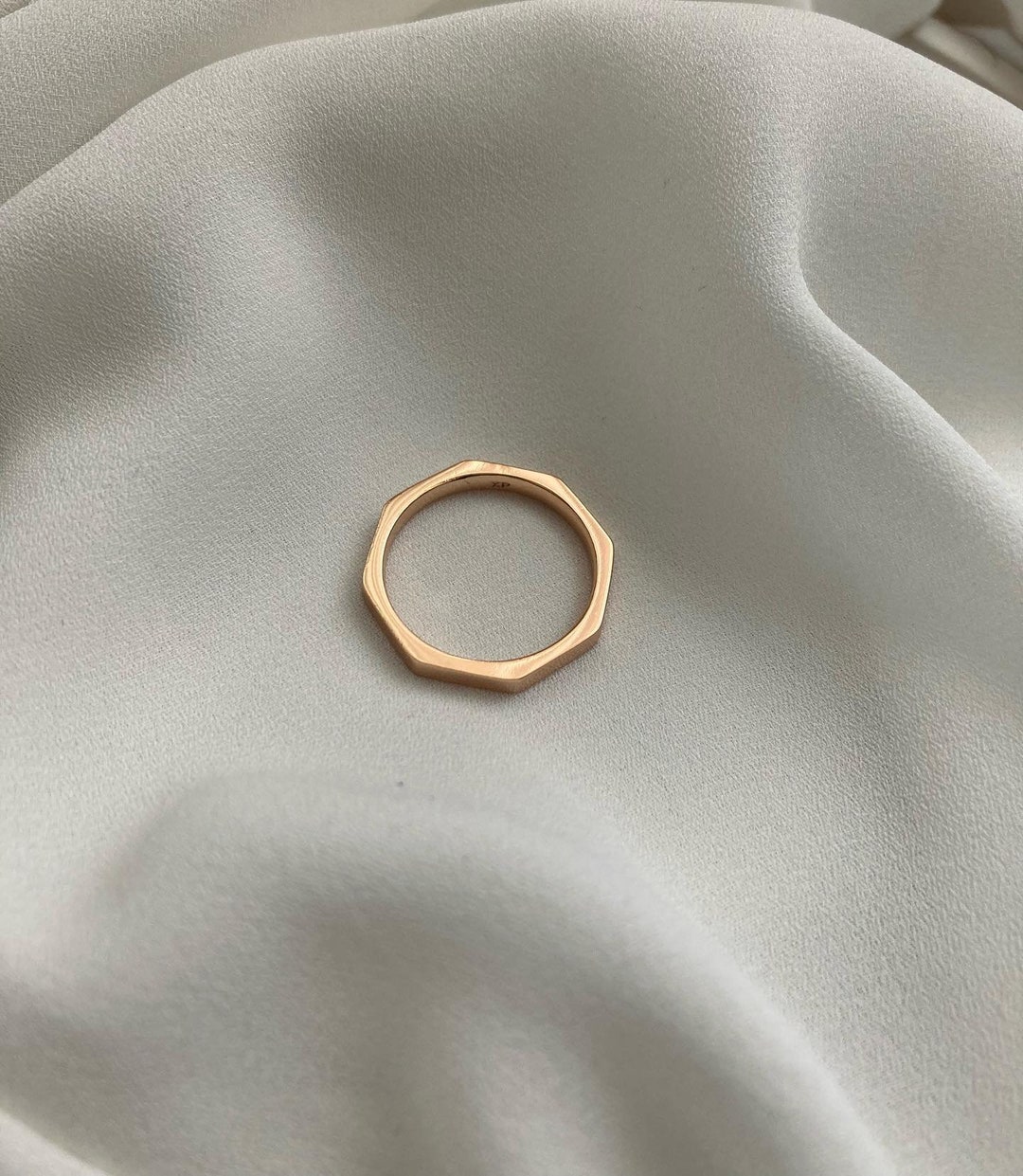 Octagon Silver Band Ring, Custom Octagon Ring, Octagon Shaped Rings ...